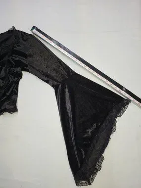 Unbranded Brand | Tops | Black Velvet Lace Up Gothic Top Bell Sleeves ...